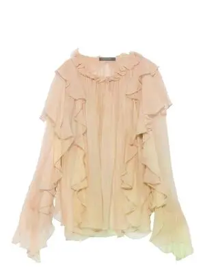 Alberta Ferretti Chiffon Blouse Neutrals