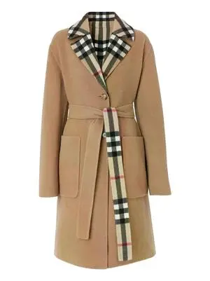 Burberry Reversible Check Wool Coat - Neutrals