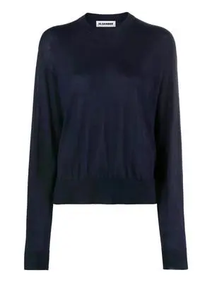 JIL SANDER Ribbed Crew Neck Jumper - Blue