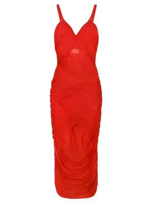 Dolce & Gabbana Midi Tulle Dress - Red