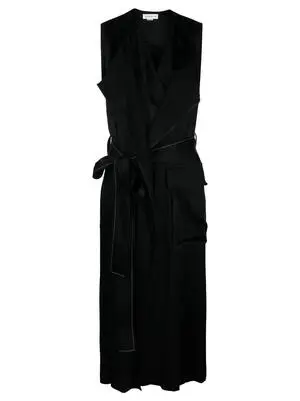 Victoria Beckham Belted Sleeveless Midi Dress - Black