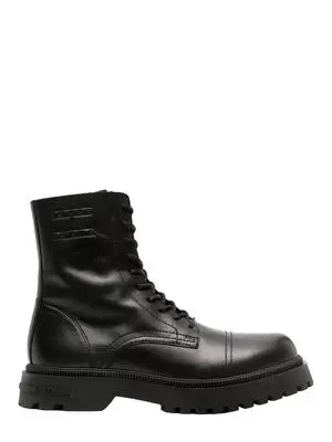 Tommy Hilfiger Logo-debossed Leather Ankle Boots - Black