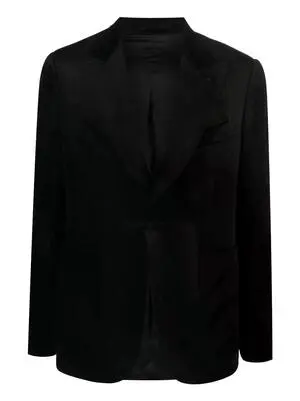 LARDINI Brooch-detail Single-breasted Blazer - Black