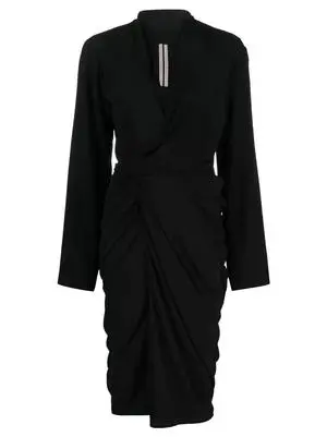 Rick Owens Side-tie Crepe Wrap Dress - Black