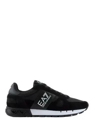EA7 Logo-print Panelled Sneakers - Black