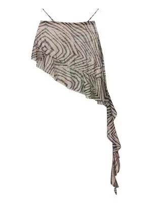 AMIR SLAMA Asymmetric Animal-pattern Miniskirt - Brown
