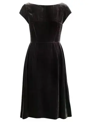 Aspesi Velvet-effect Cap-sleeve Dress - Grey