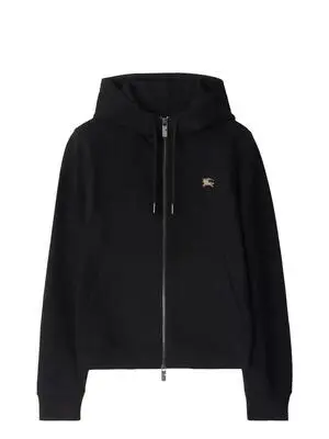 Burberry Knight-stamp Cotton Hoodie - Black