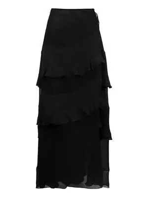 AMIR SLAMA Ruffled-trim Maxi Skirt - Black