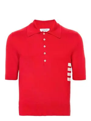 Thom Browne Cotton 4-bar Relaxed Fit Polo - Red