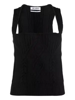 Attico Sofia Knitted Sleeveless Top - Black