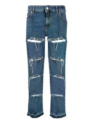 Alexander McQueen Distressed Cropped Jeans - Blue