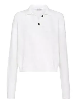 Brunello Cucinelli Ribbed-knit Polo-collar Jumper - White