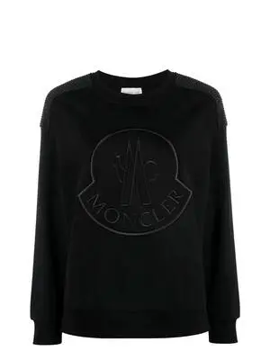 Moncler Logo-embroidered Cotton-blend Sweatshirt - Black