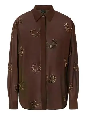 Pinko Embellished Long-sleeve Shirt - Brown