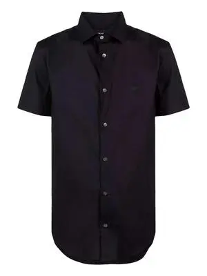 Emporio Armani Logo-embroidered Short-sleeved Shirt - Blue