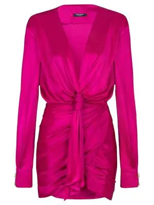 Balmain Draped Jersey Dress - Pink