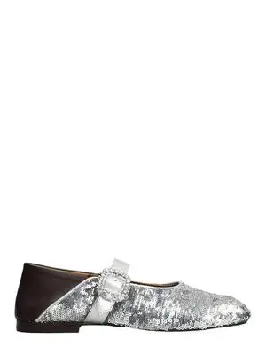WALES BONNER Sequin-embellished Ballerina Shoes - Silver