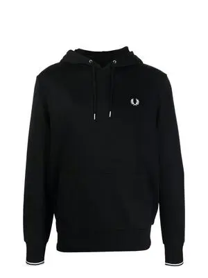 Fred Perry Embroidered Logo Hoodie - Black