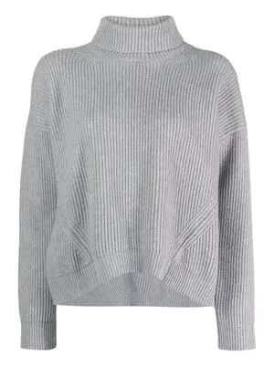 Peserico Roll-neck Silk-wool Blend Jumper - Grey