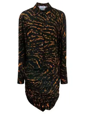 Attico Abstract-patterned Shirt Dress - Black