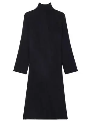 A.p.c. High-neck Ribbed Knit Midi Dress - Black