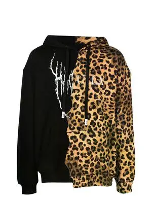 HACULLA. Paneled Leopard-print Logo Hoodie - Black