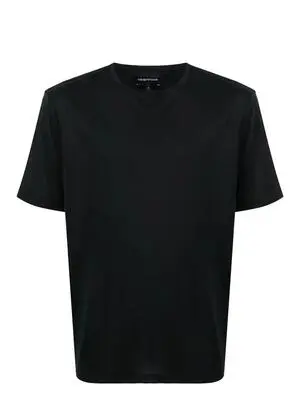 Emporio Armani Logo-embroidered Crew-neck T-shirt - Black