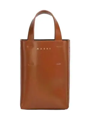 Marni Nano Museo Leather Tote - Brown