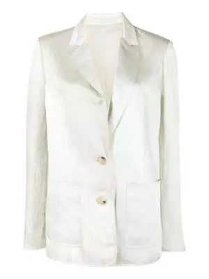 Helmut Lang Notched-lapels Satin-finish Blazer - Neutrals