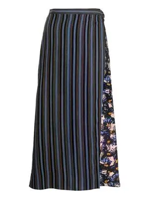 Paul Smith Panelled Stripe-print Midi Skirt - Blue