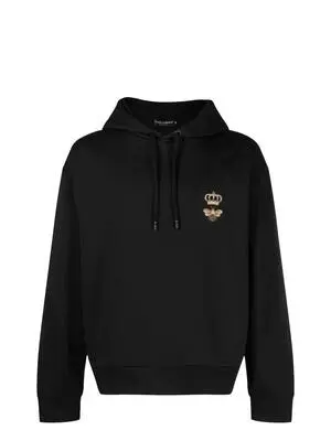 Dolce & Gabbana Embroidered Cotton Hoodie - Black