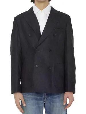 TONELLO Wool Double-breasted Blazer - Grey