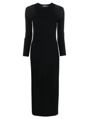 Dsquared2 Ribbed-knit Midi Dress With Cut-out Detailing - Black