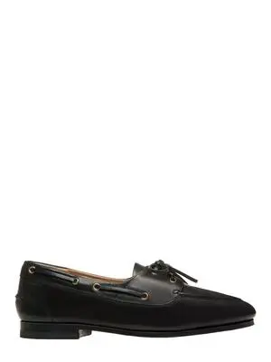 Bally Plume Leather Boat Shoes - Black