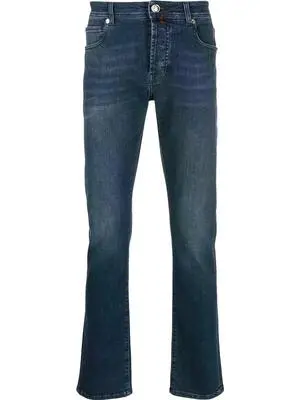 BILLIONAIRE Embroidered Logo Straight-leg Jeans - Blue