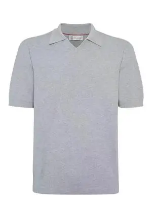Brunello Cucinelli Ribbed-knit Polo Jumper - Grey