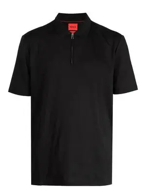 Hugo Half-zip Cotton Blend Polo Shirt - Black