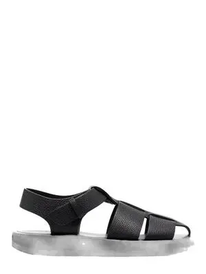 THE ROW Fisherman Leather Sandals Black
