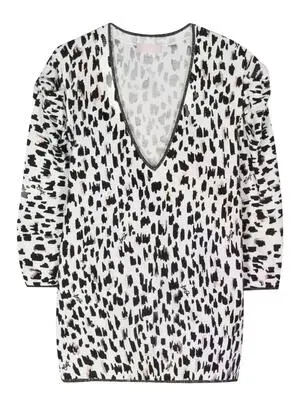 Liu Jo Animal-print V-neck Knit Top - Black