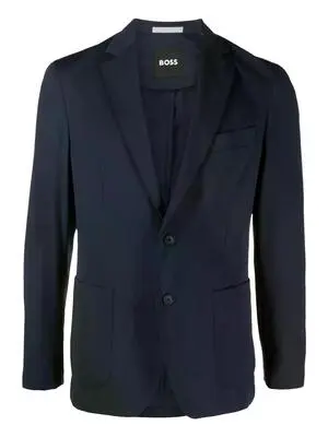 BOSS Notched-lapels Single-breasted Blazer - Blue