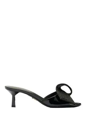 Prada Bow-detail Patent-leather Stiletto Sandals - Black