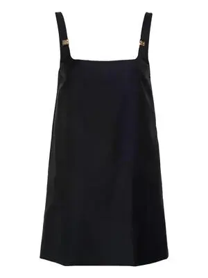 Miu Miu Logo-plaque Virgin Wool Minidress - Blue