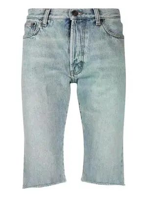Saint Laurent Raw-cut Edge Denim Shorts - Blue