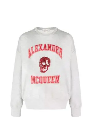 Alexander McQueen Logo-embroidered Cotton Hoodie - Grey