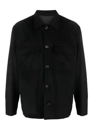 LARDINI Button-up Wool-blend Shirt Jacket - Black