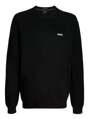 BOSS Logo-print Ribbed Jumper - Black