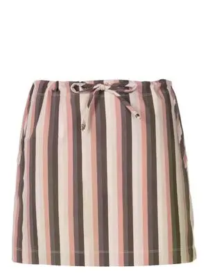 AMIR SLAMA Striped Drawstring-waist Miniskirt - Neutrals