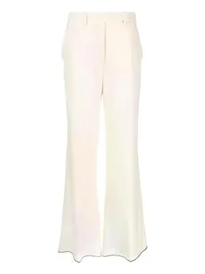 Prada High-waisted Flared Silk Trousers - Neutrals