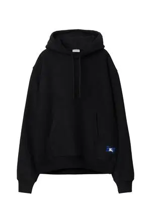Burberry Equestrian Knight Appliqué Cotton Hoodie - Black